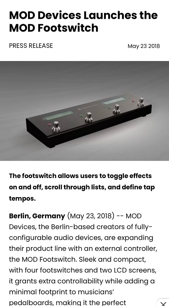 Mod Foot Pedal? - MOD Audio Forum